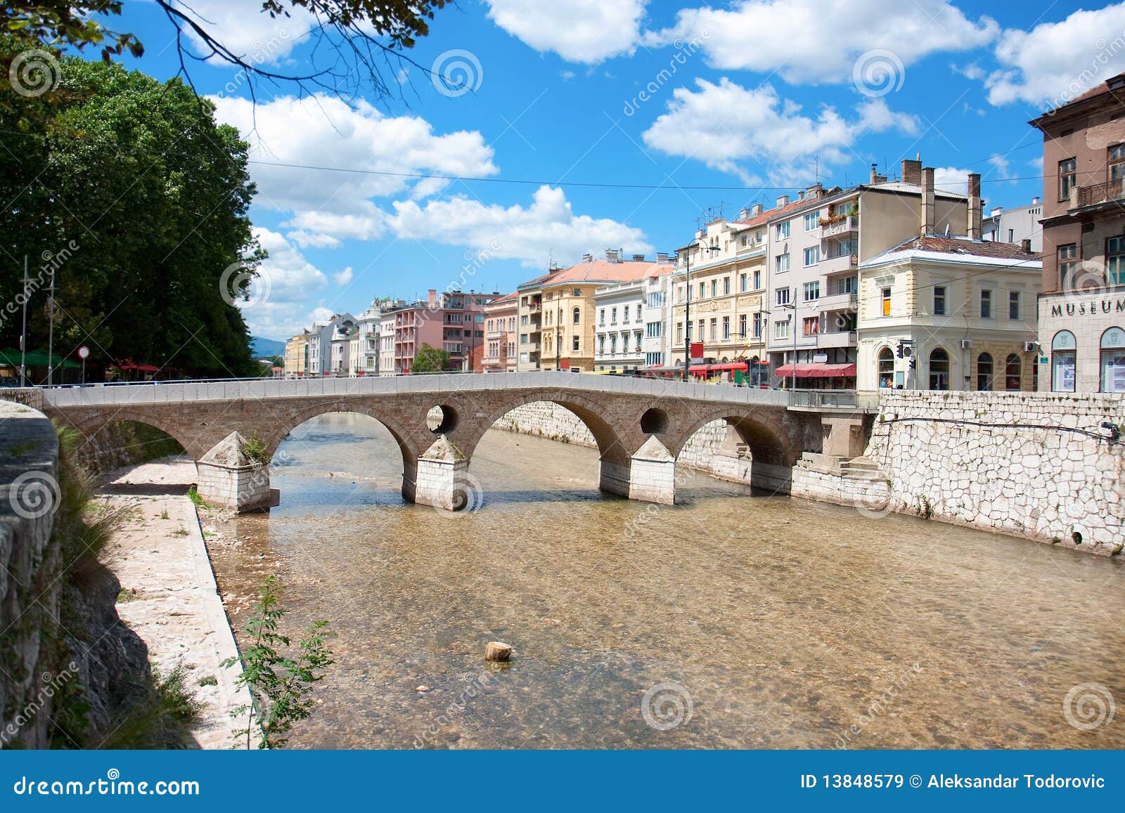 Bridge on Miljacka River in Sarajevo Stock Image - Image of river, dusk ...