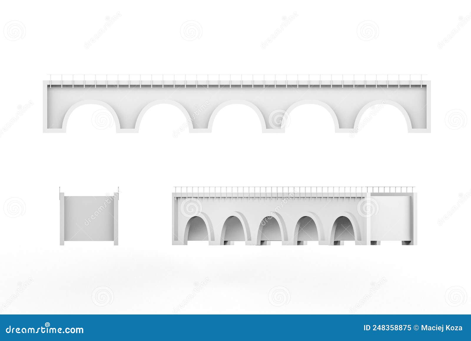 Bridge Mockup on White Background - 3D - Copy Space Stock Illustration ...