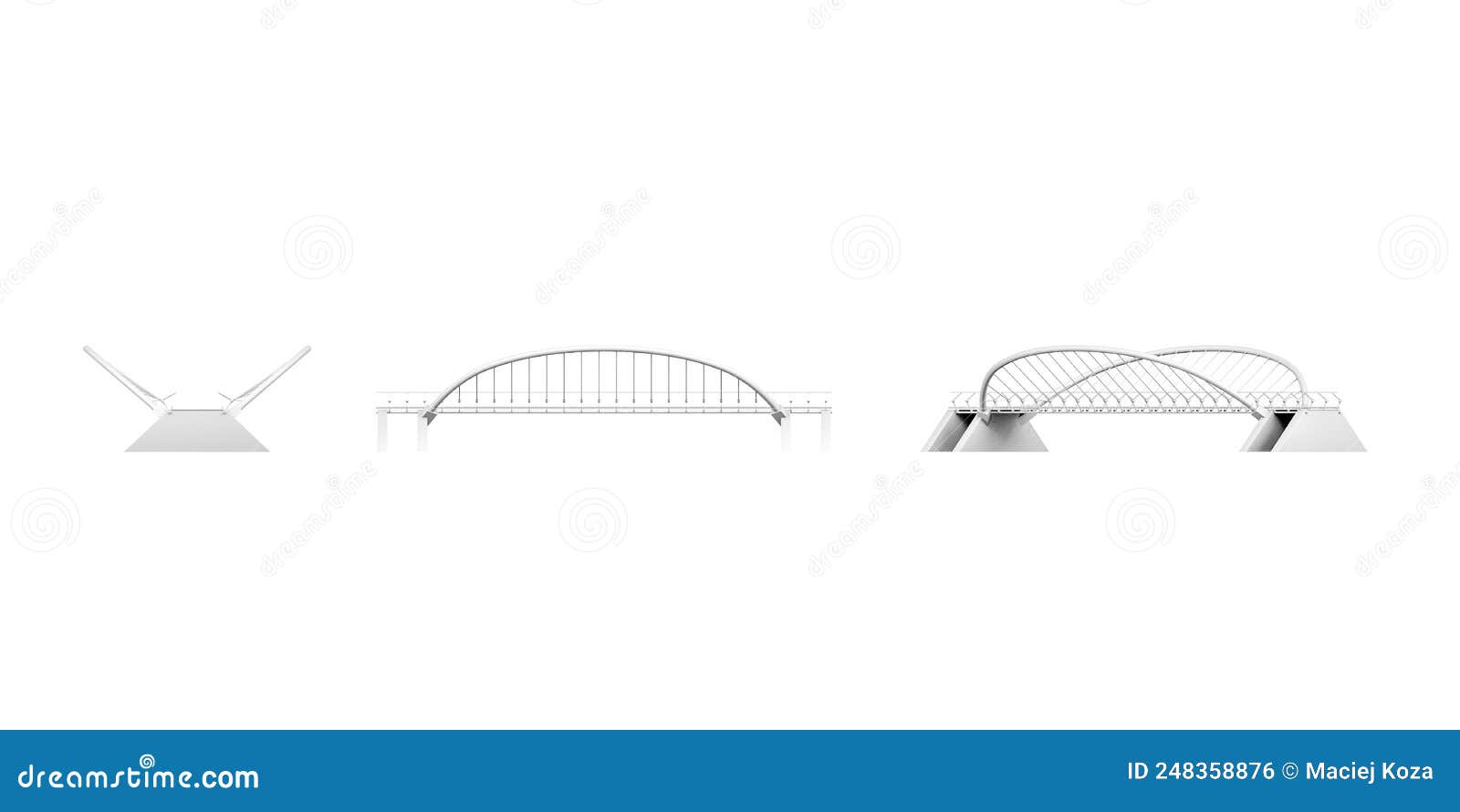 Bridge Mockup on White Background - 3D - Copy Space Stock Illustration ...