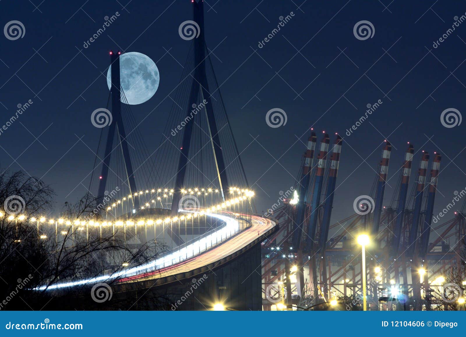 Bridge moonlight stock photo. Image of port, moonshine - 12104606