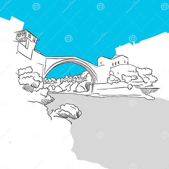 Bridge in Mostar stock vector. Illustration of building - 83895071