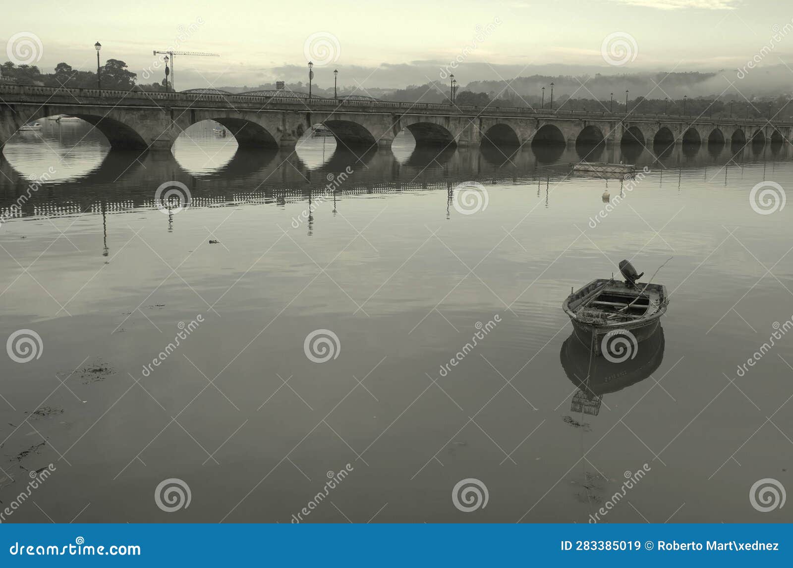 Bridge with Multiple Arches of the Coastal Town of Pontedeume Stock ...