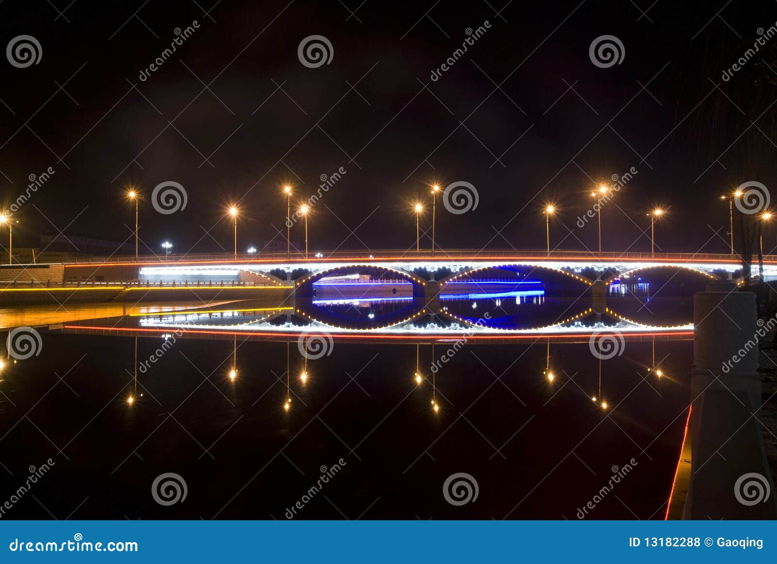Bridge with Neon Light at Night Stock Photo - Image of design, panorama ...
