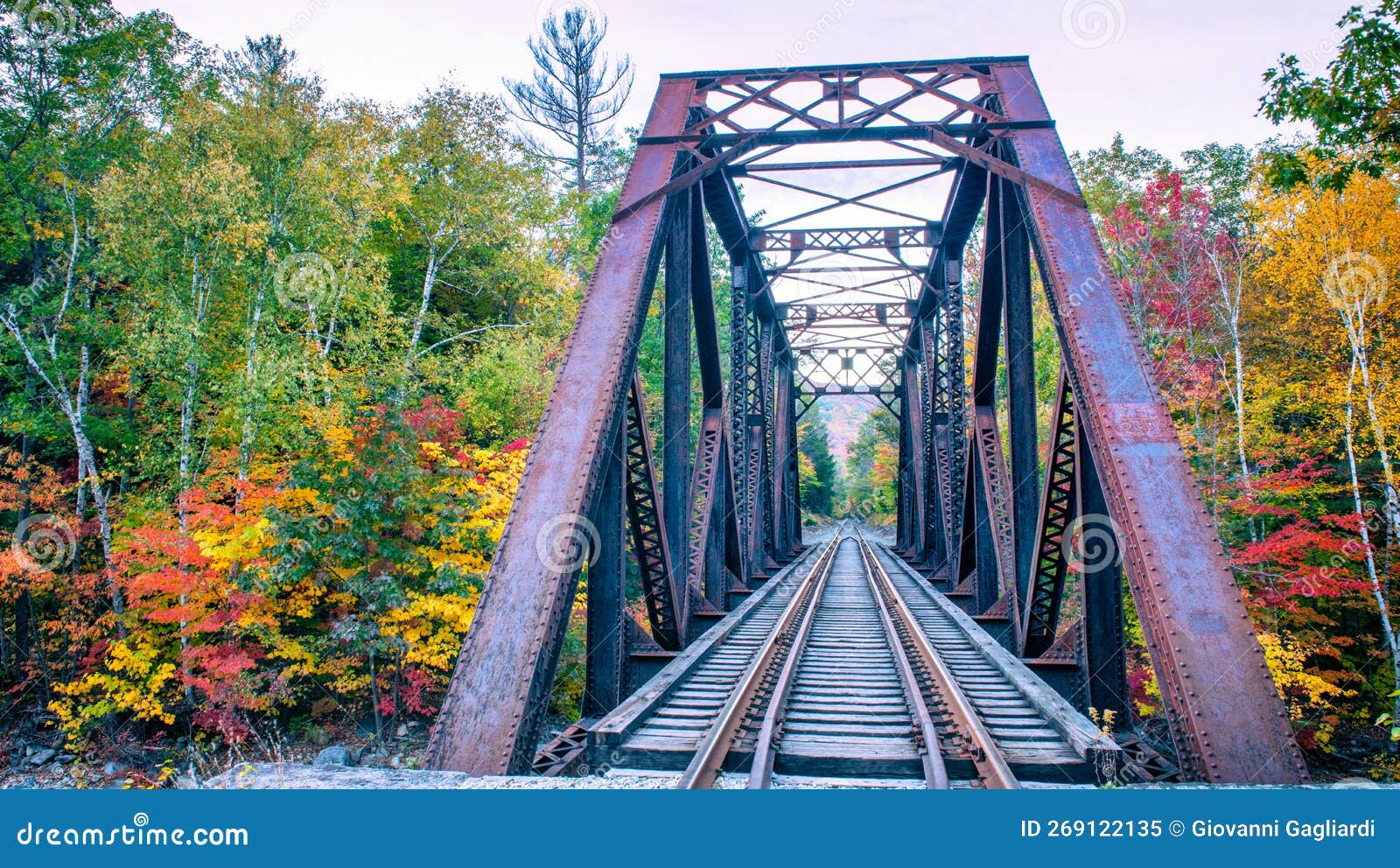 Bridge of New England in Foliage Season Stock Image - Image of ...