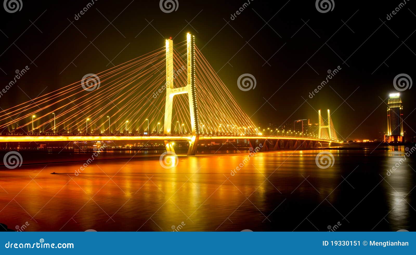 Bridge Night stock image. Image of lighting, street, cable - 19330151