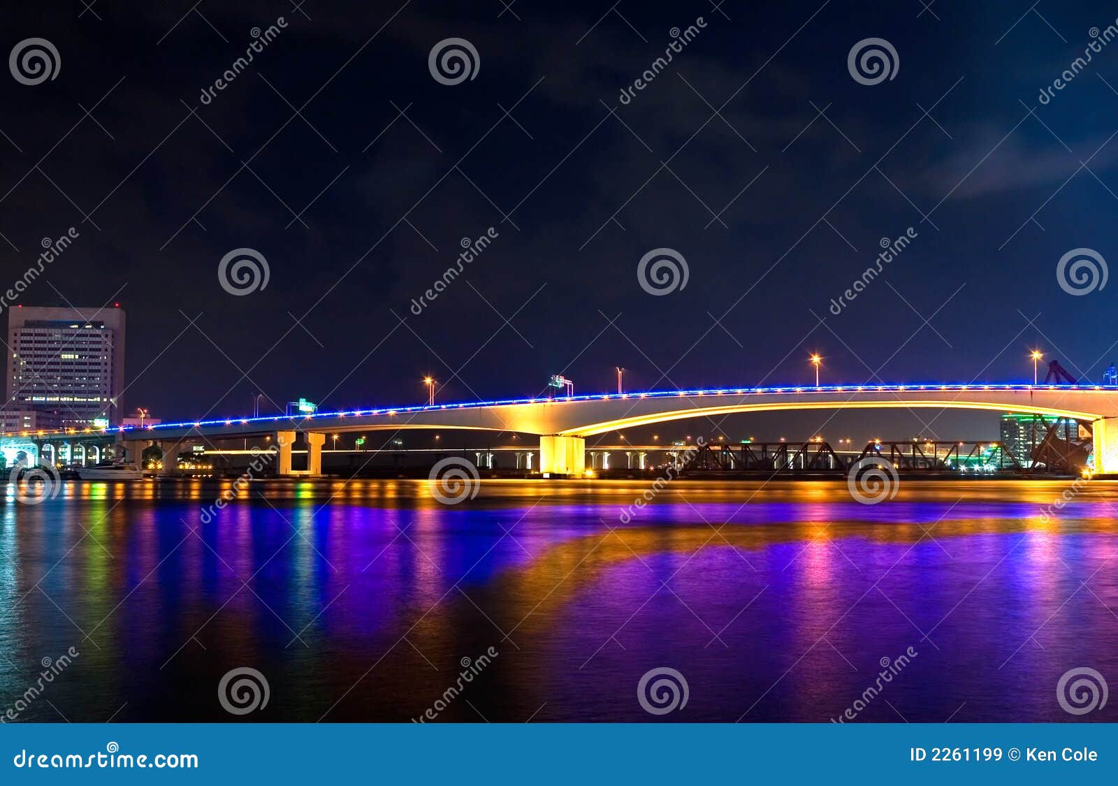 Bridge at Night stock image. Image of urban, blue, lower - 2261199