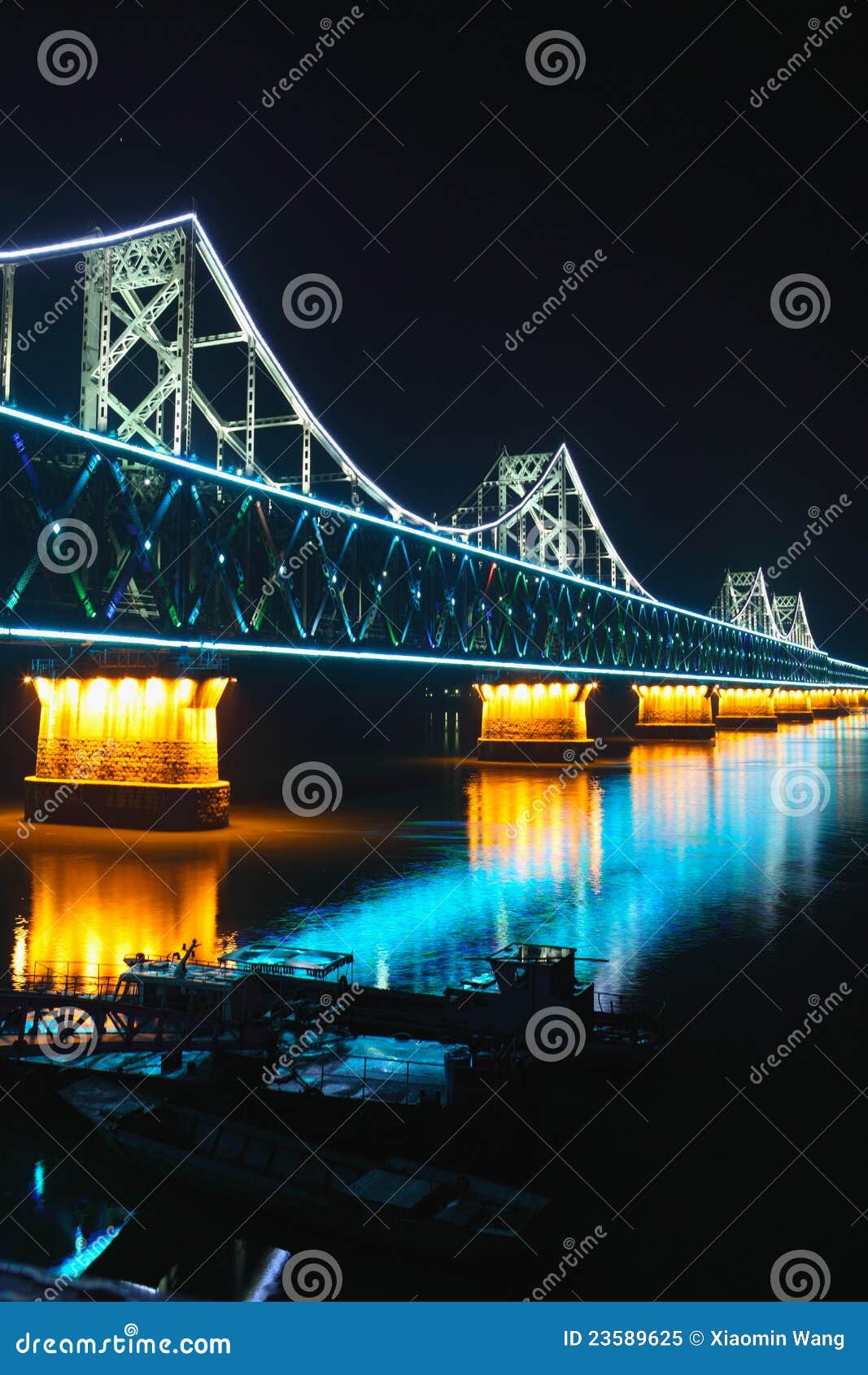 Bridge at night, stock image. Image of modern, freeway - 23589625