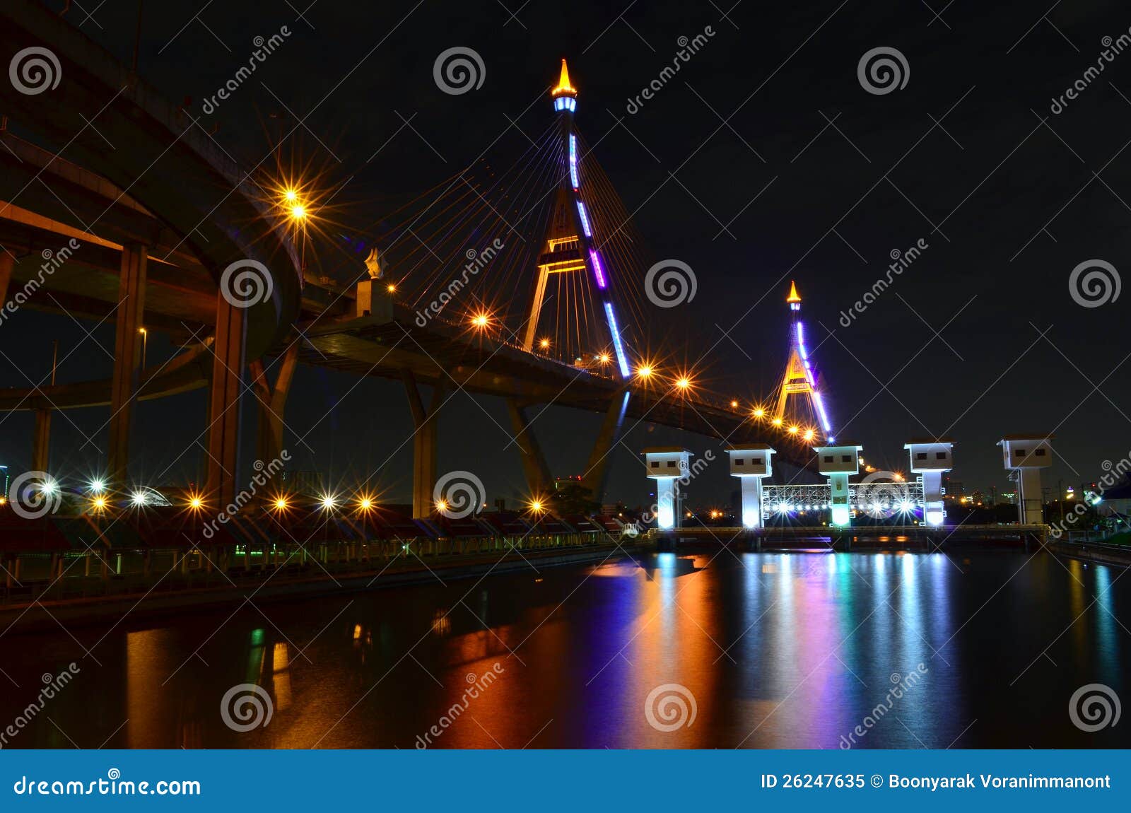 Bridge at night stock image. Image of scenic, street - 26247635