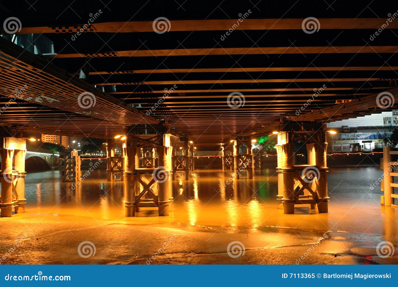 Bridge by night stock image. Image of zhejiang, river - 7113365