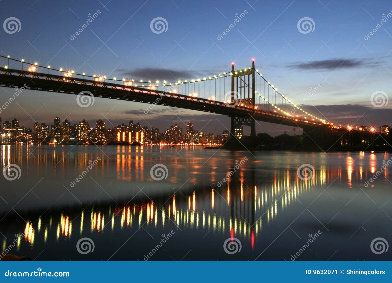 Bridge at Night stock image. Image of lights, manhattan - 9632071