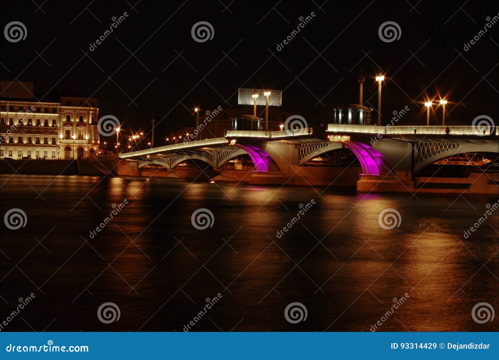 Bridge at night stock image. Image of colors, still, building - 93314429