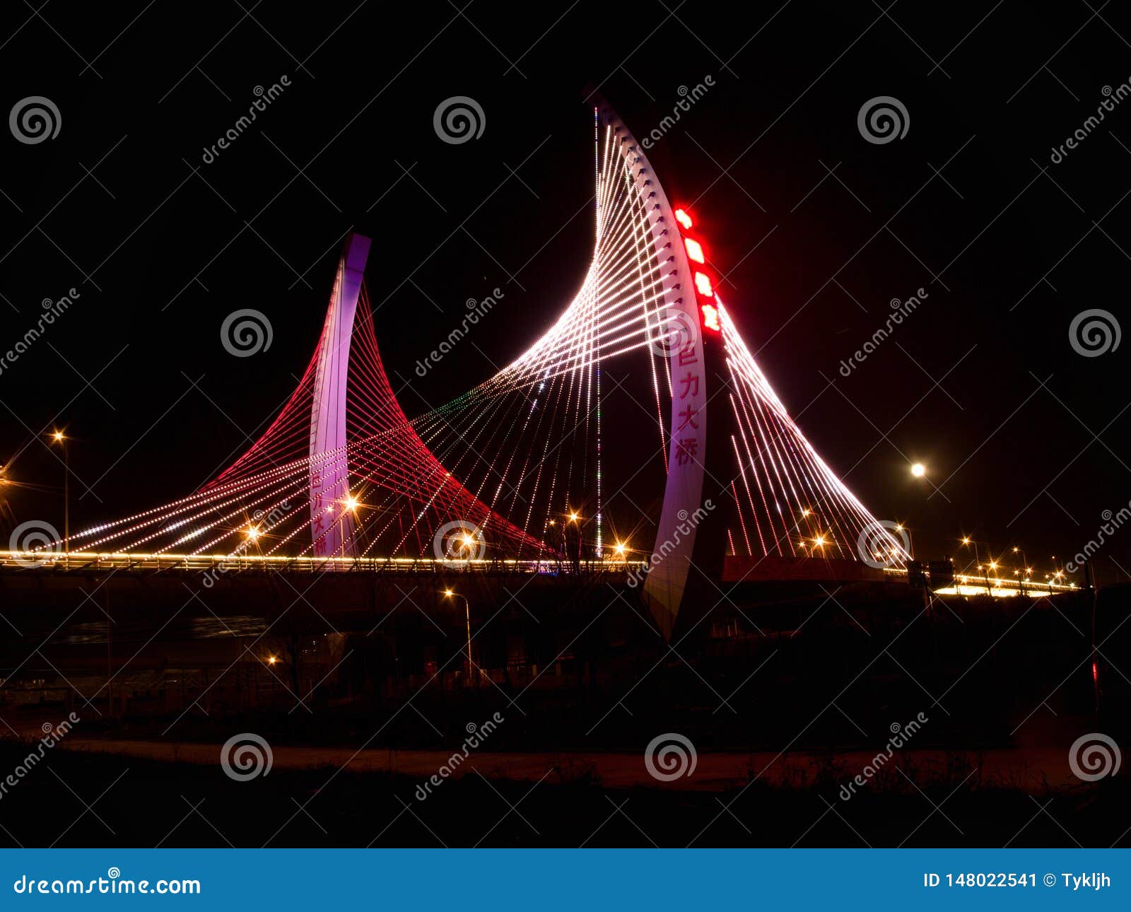Bridge night stock image. Image of show, night, baoding - 148022541