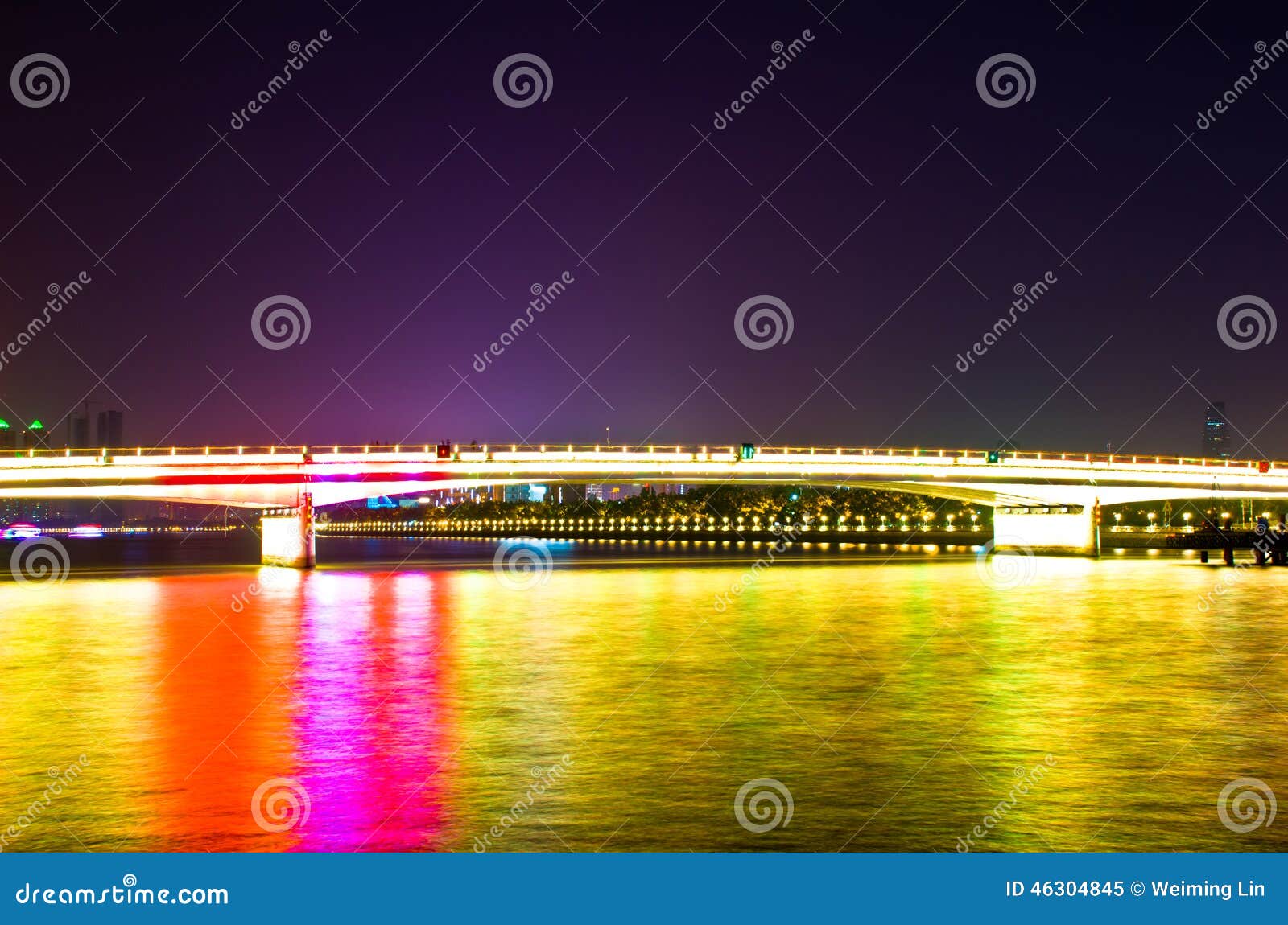 Bridge at Night in Guangzhou, China Stock Image - Image of asia, port ...