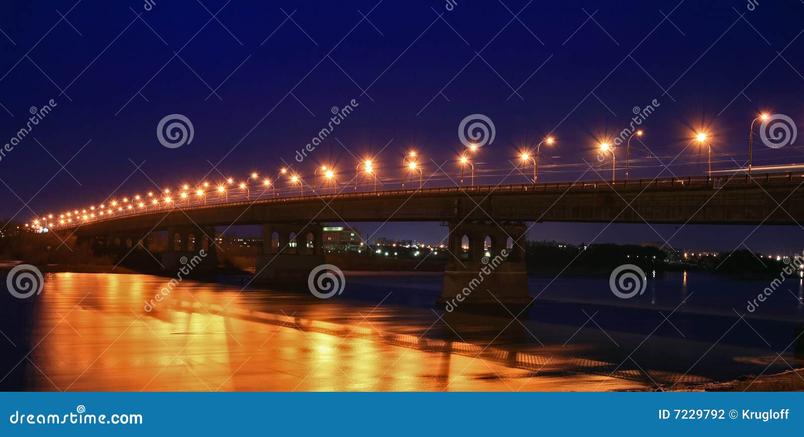 The Bridge with Night Illumination Stock Photo - Image of fires ...