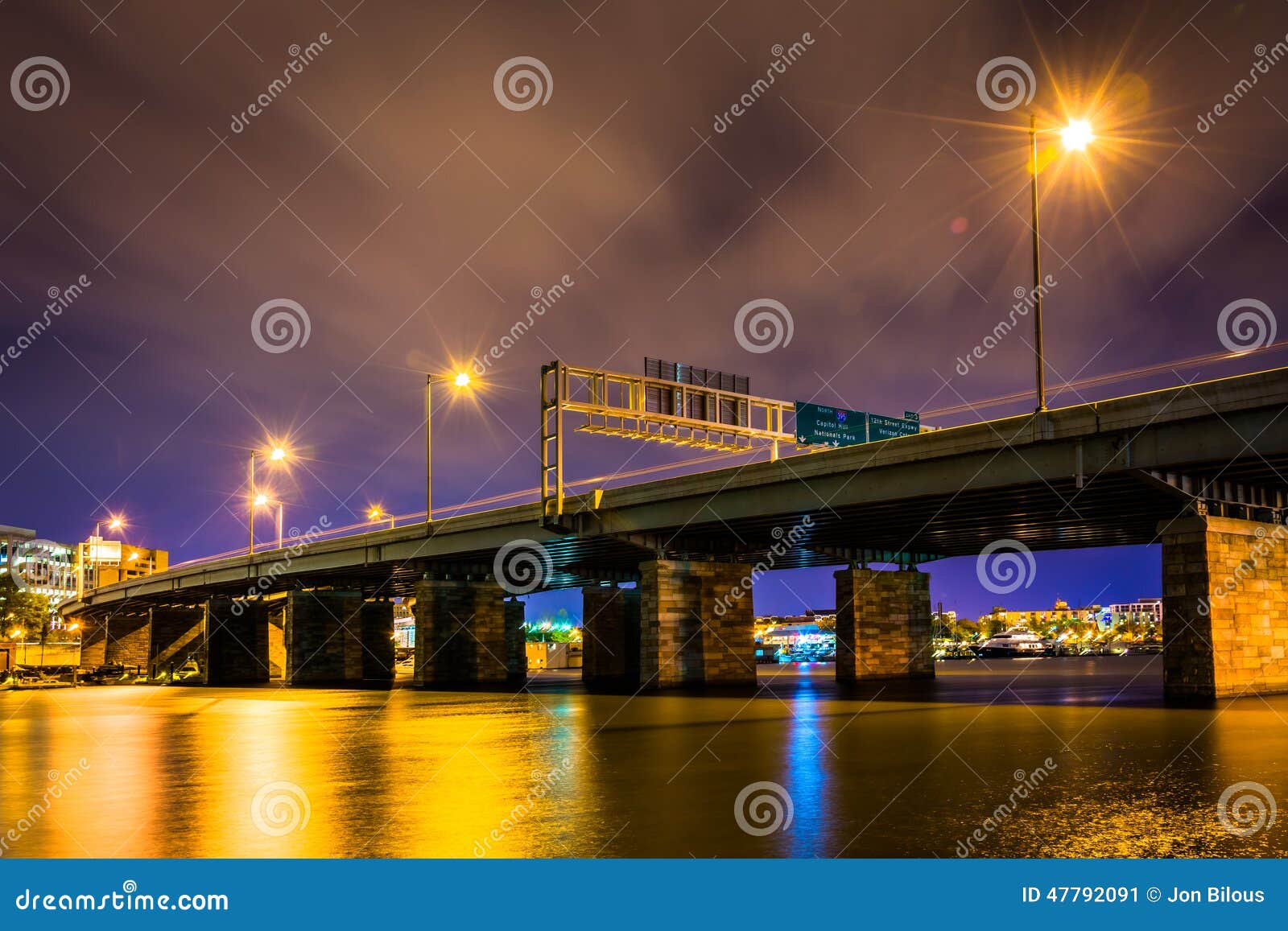 A Bridge at Night in Washington, DC. Stock Image - Image of scenic ...