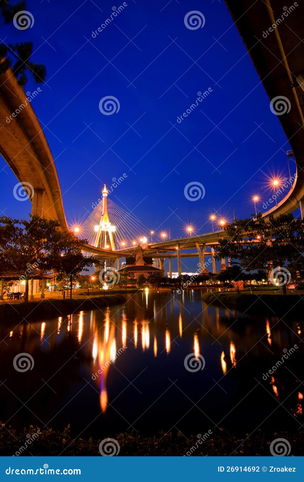 Bridge at the nightscape stock photo. Image of country - 26914692