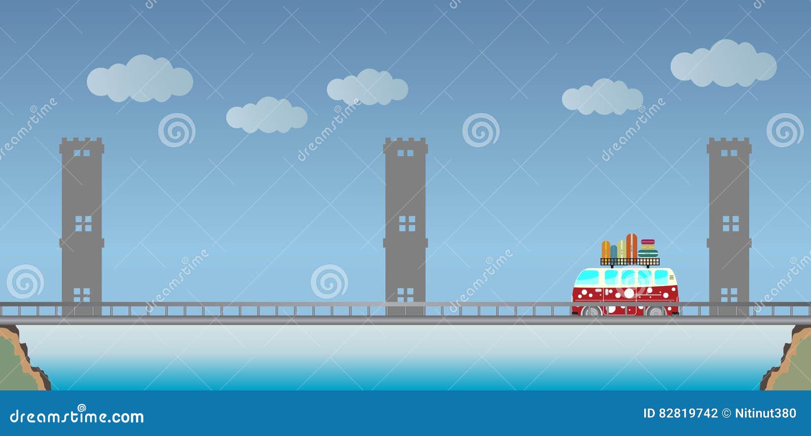 Bridge and Observation Tower Stock Vector - Illustration of journey ...