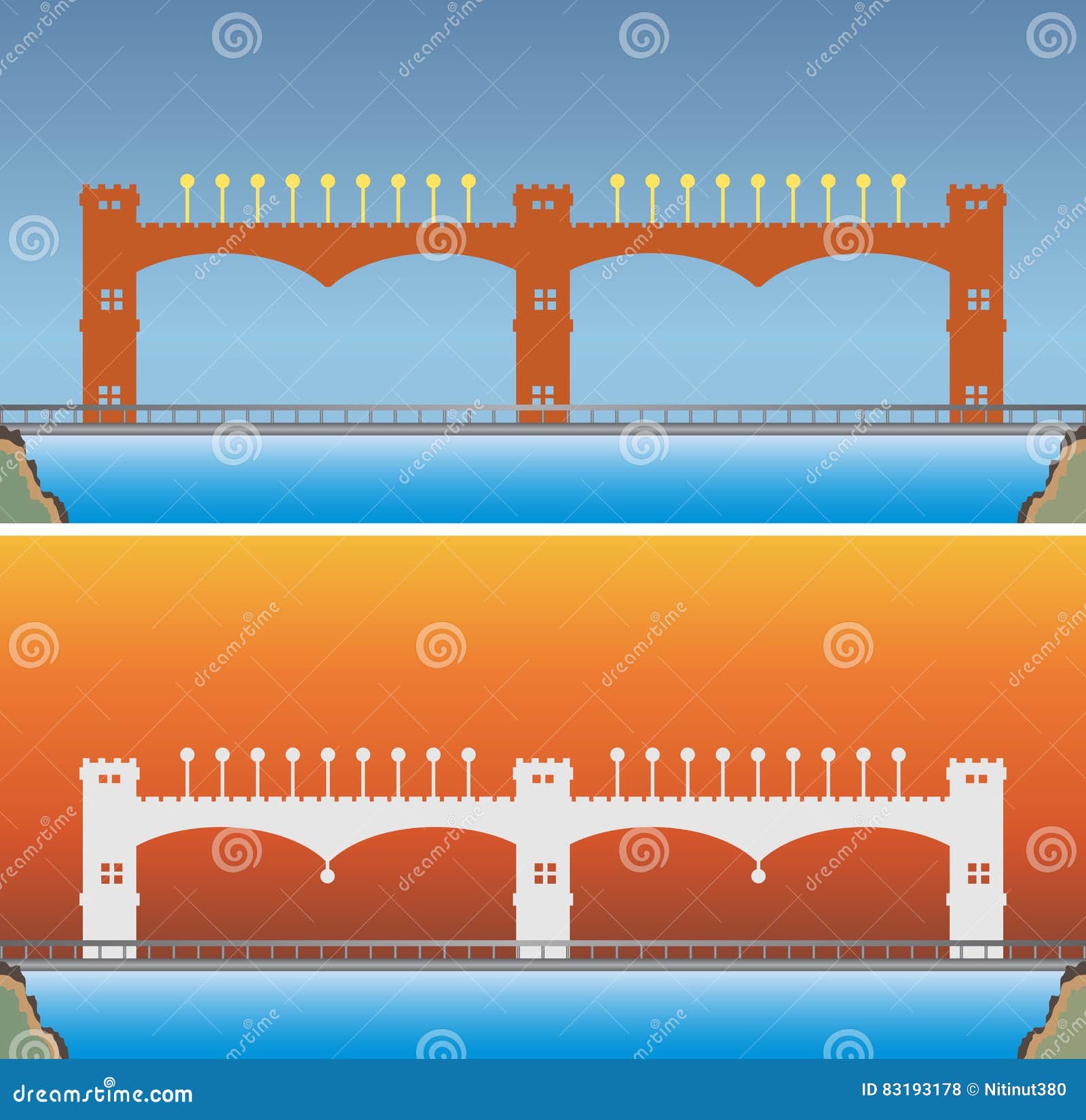 Bridge and Observation Tower with Sky Background Stock Vector ...