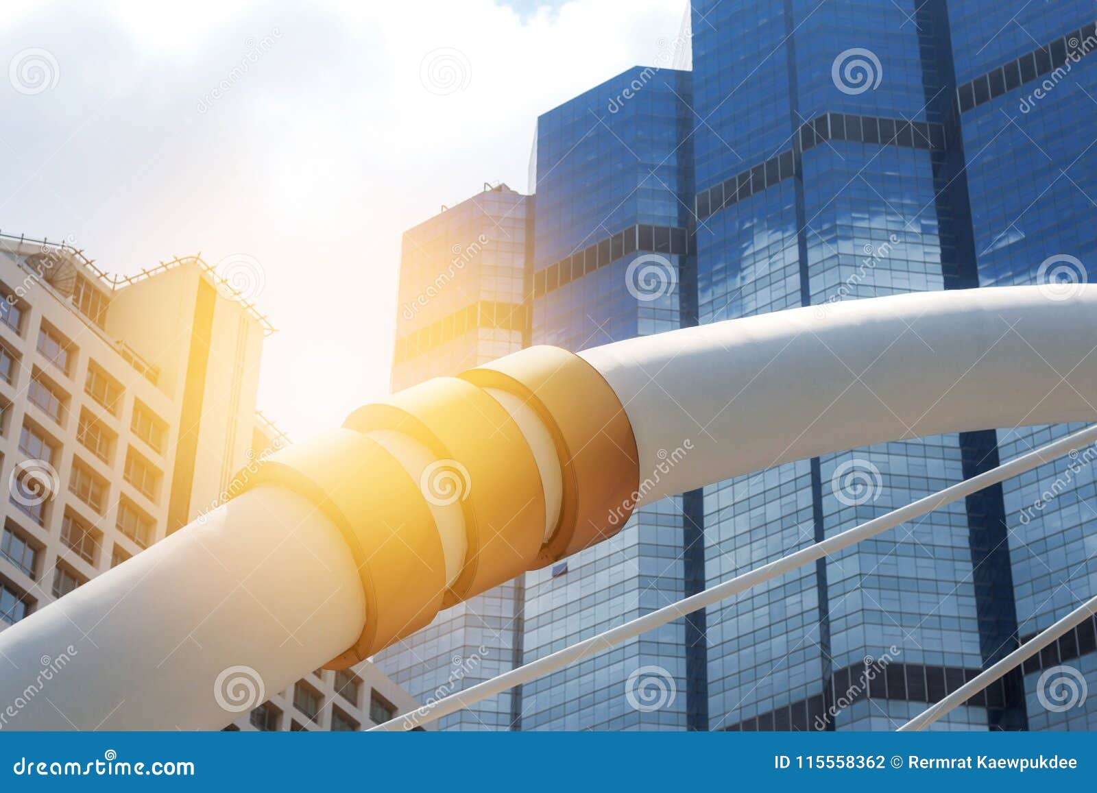 Bridge with Office Building. Stock Photo - Image of building ...