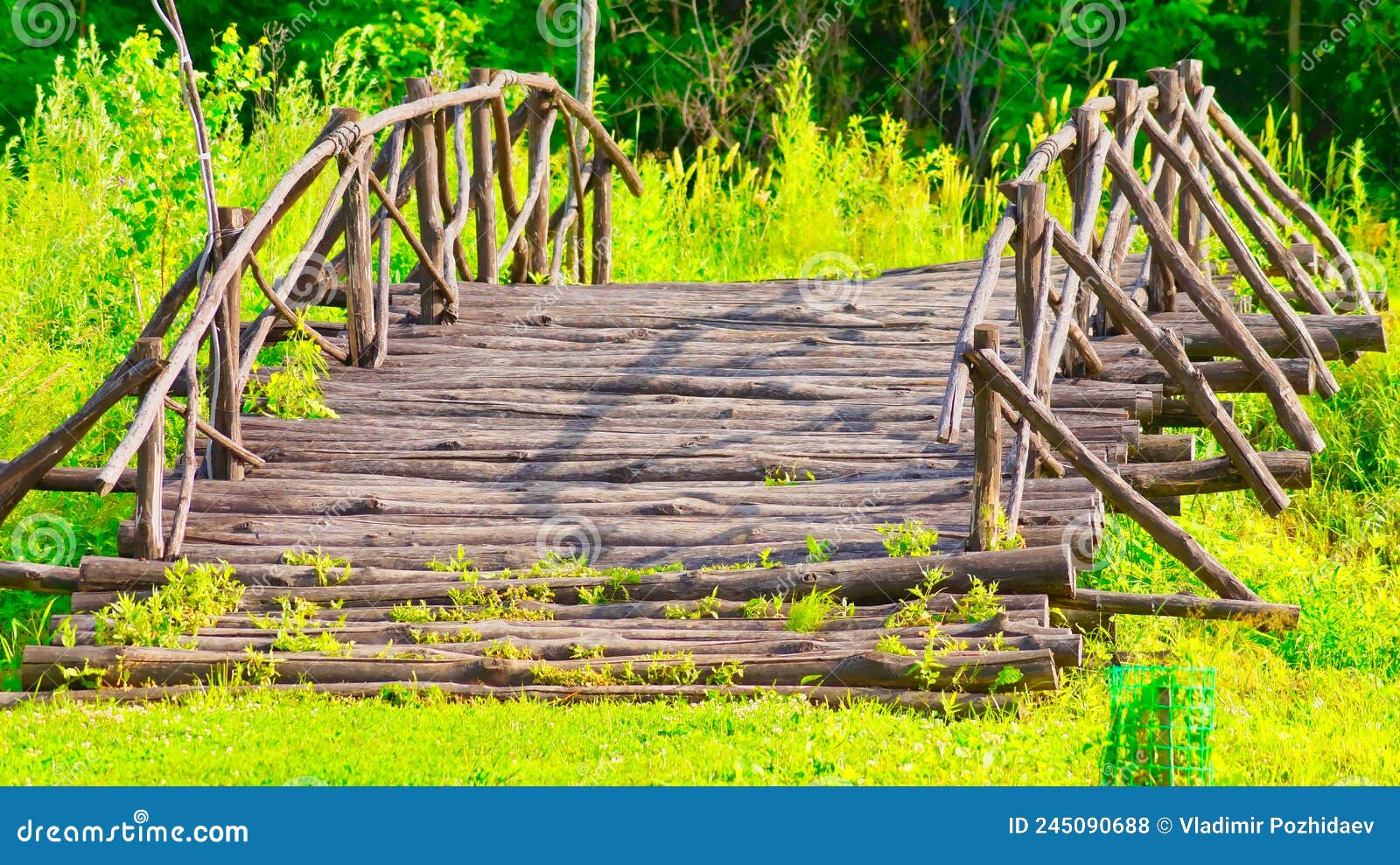 Wooden bridge. stock photo. Image of water, vintage - 245090688