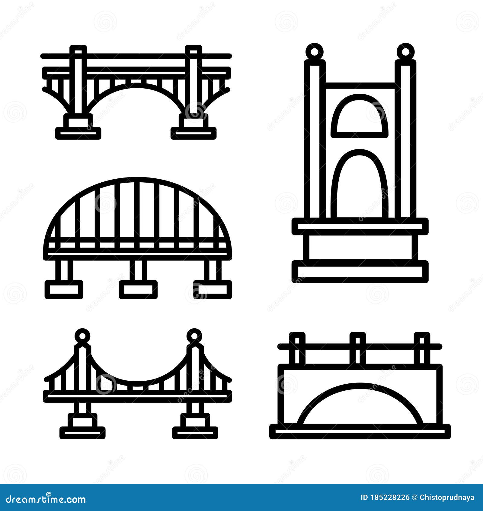 Bridge outline icon set stock vector. Illustration of pillar - 185228226