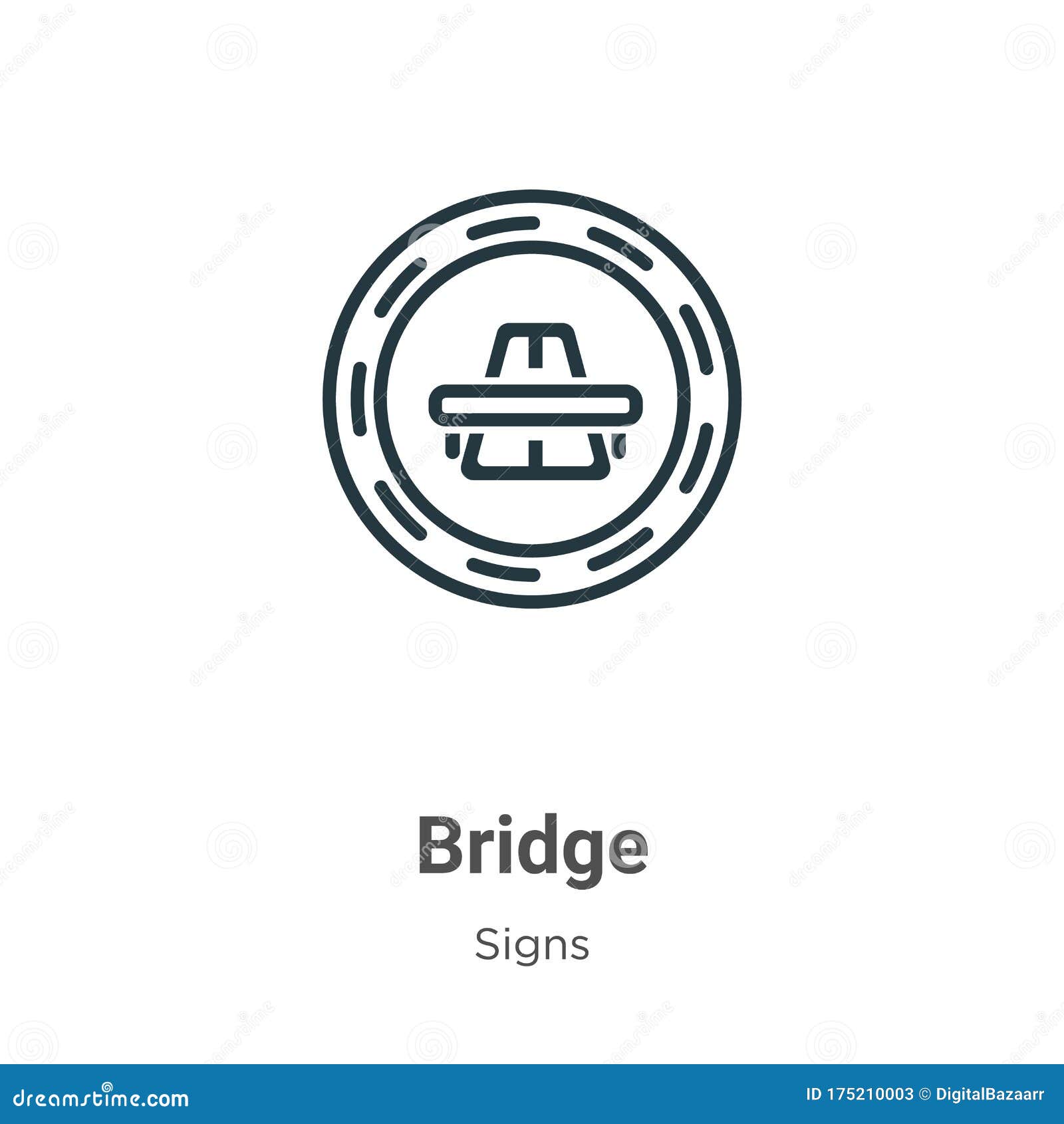 Bridge Outline Vector Icon. Thin Line Black Bridge Icon, Flat Vector ...