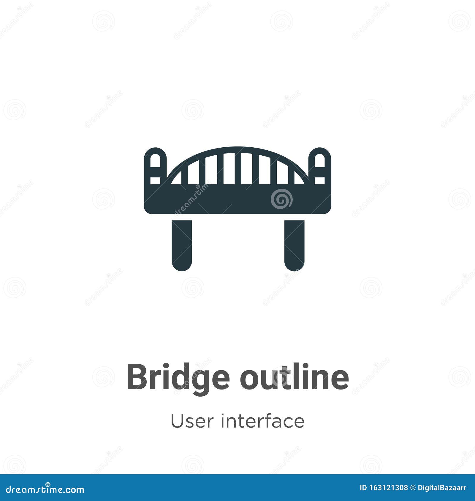 Bridge Outline Vector Icon on White Background. Flat Vector Bridge ...
