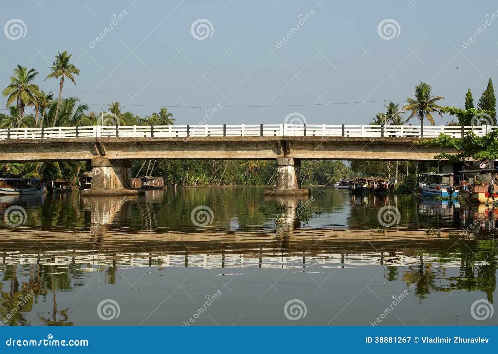 Bridge Over the Backwaters, Kerala, South India Stock Image - Image of ...