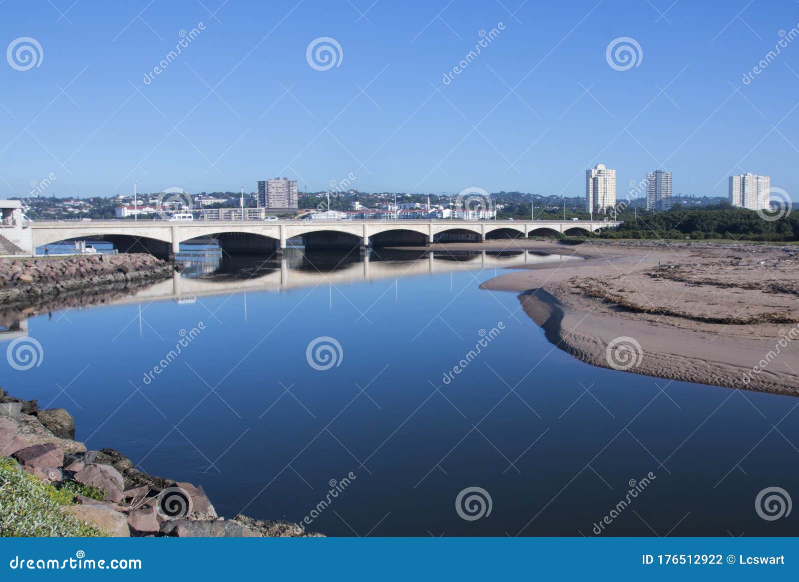 Bridge Over Blue Lagoon at Umgeni River Mouth Stock Photo - Image of ...