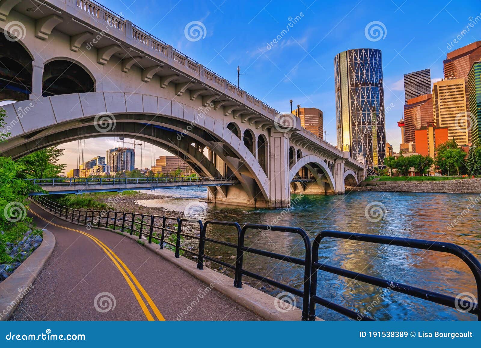 Bridge Over the Calgary River Valley Stock Image - Image of tourism ...