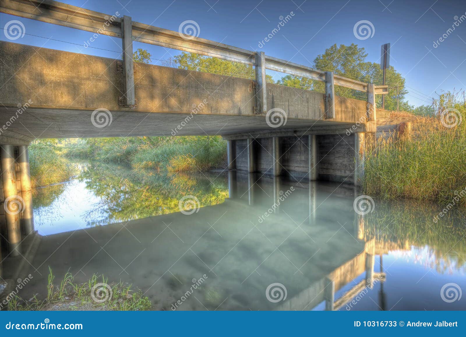 Bridge over creek HDR stock image. Image of stream, trees - 10316733