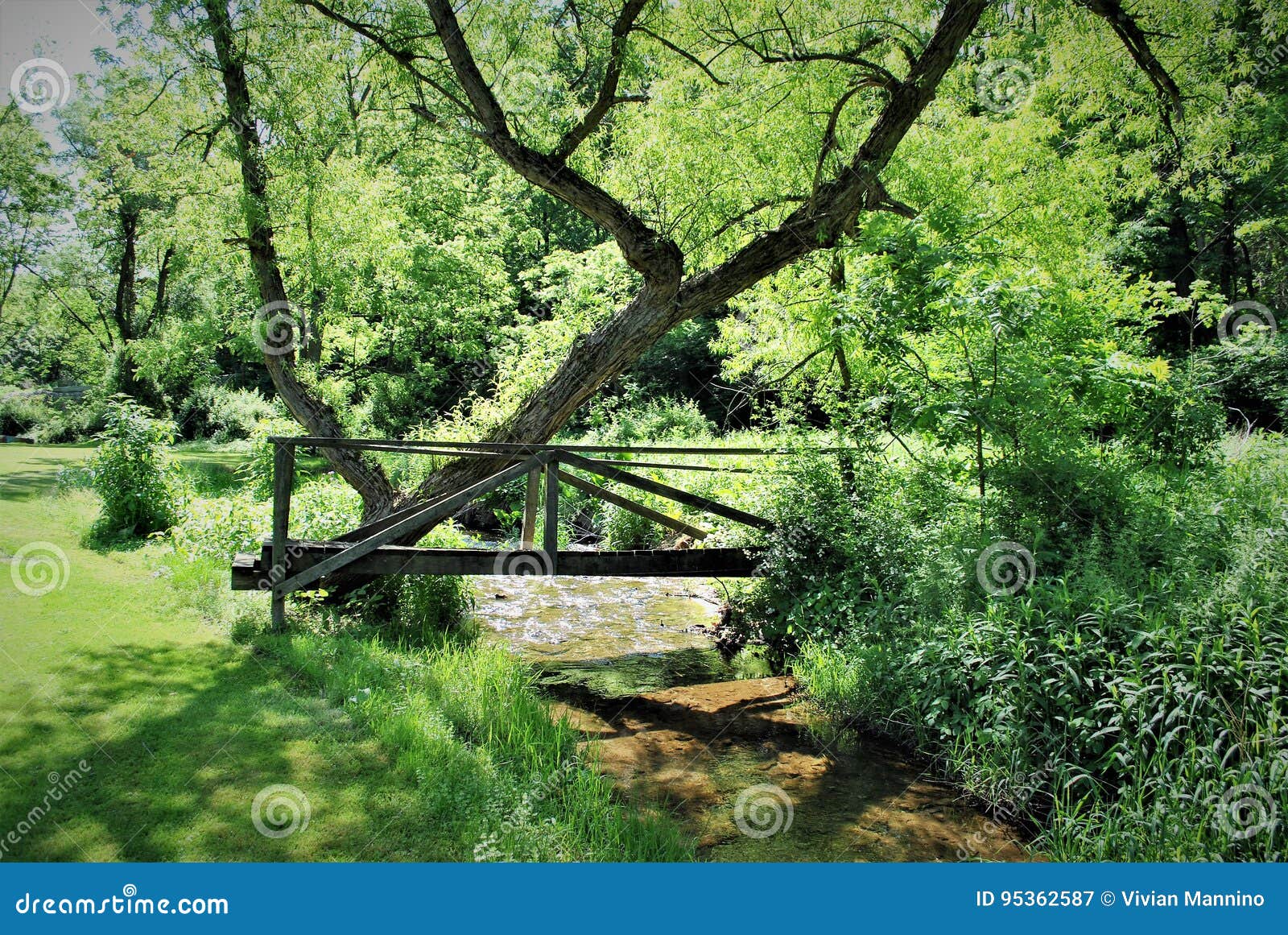 Bridge over creek stock image. Image of beautiful, park - 95362587