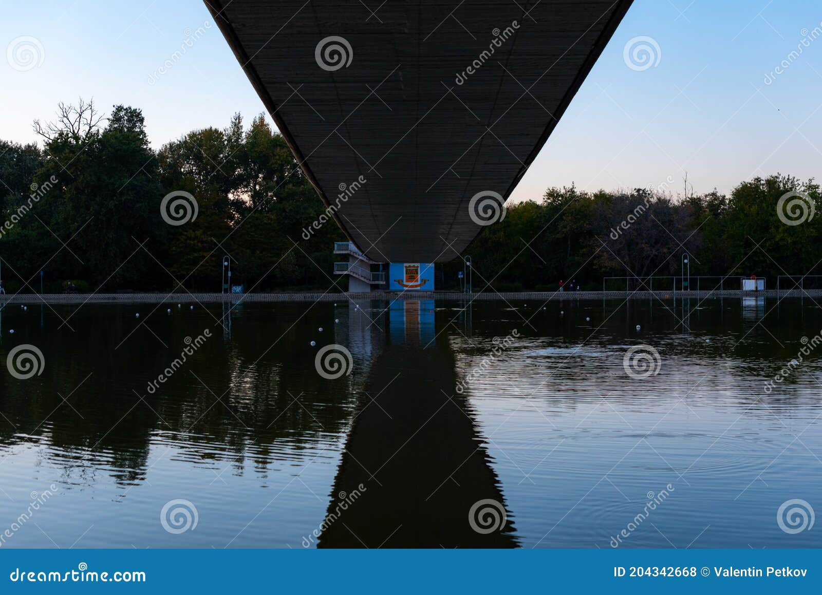 Bridge Over Deep Blue Water Rowing Canal in Plovdiv, Bulgaria Editorial ...