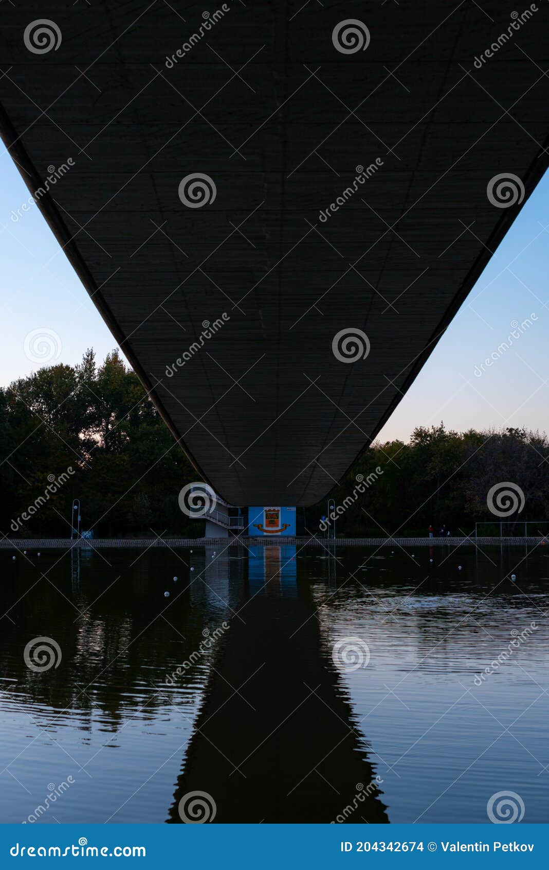 Bridge Over Deep Blue Water Rowing Canal in Plovdiv, Bulgaria Editorial ...