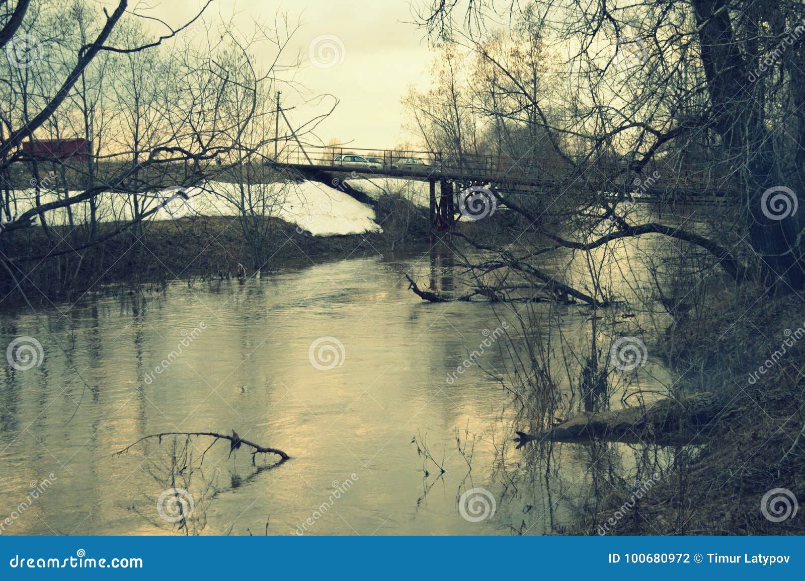 Bridge over dirty waters stock photo. Image of melt - 100680972