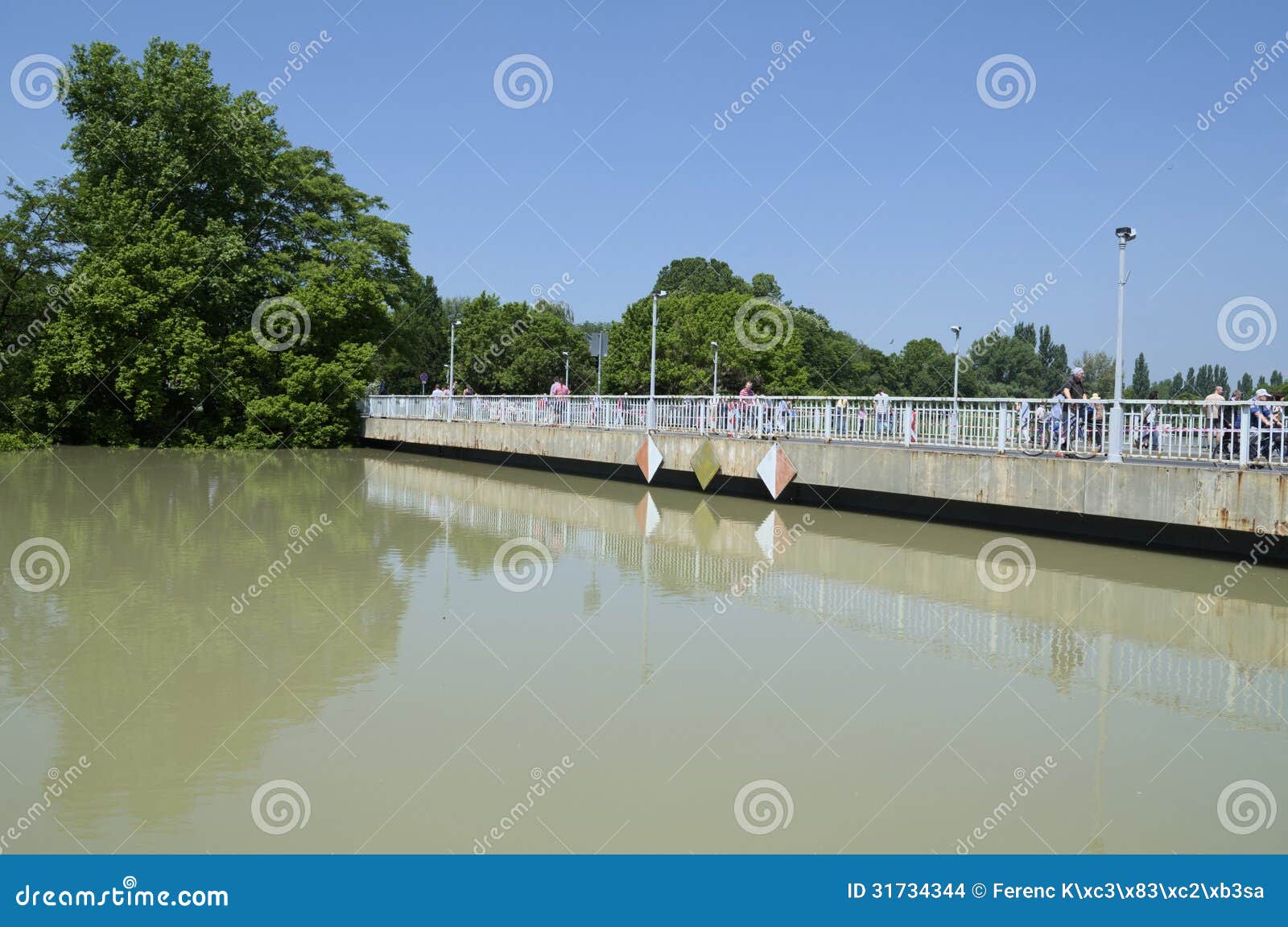 Bridge over Flooding River editorial stock image. Image of bridge ...