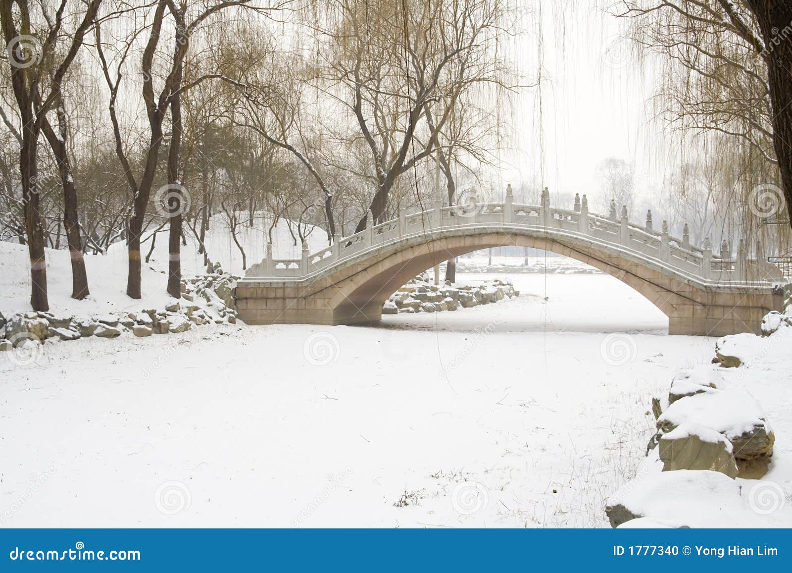 Bridge over frozen river stock photo. Image of chinese - 1777340