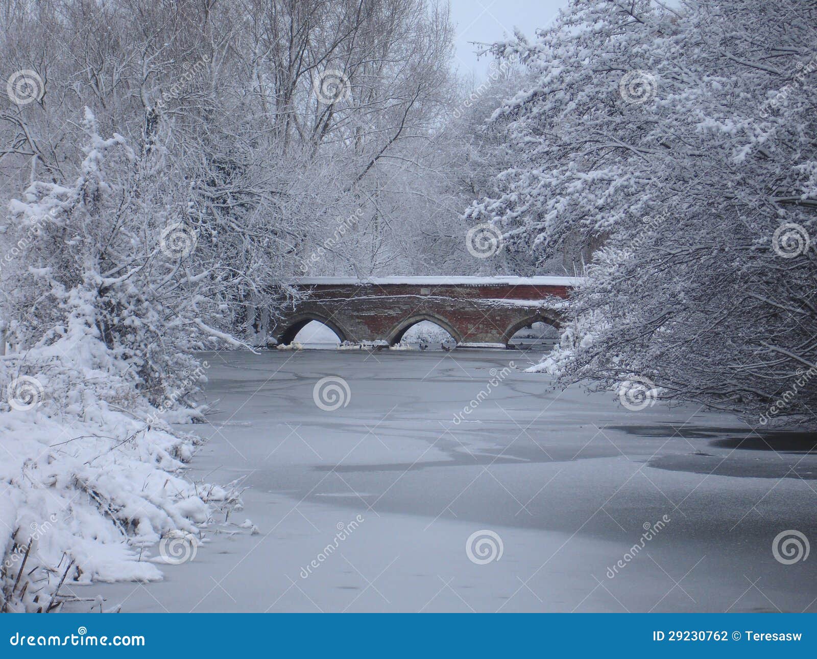 Bridge over frozen river stock photo. Image of grey, river - 29230762