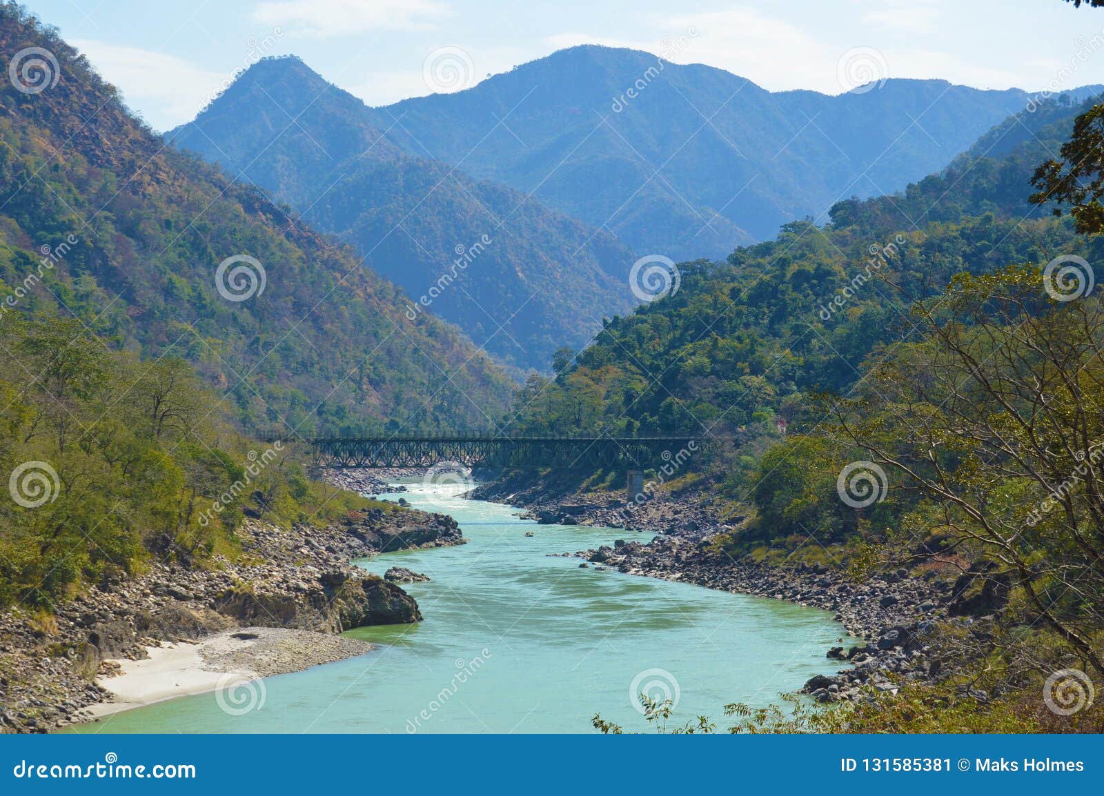 Bridge Over the Ganges River in India. Bridge in Rishikesh Stock Image ...
