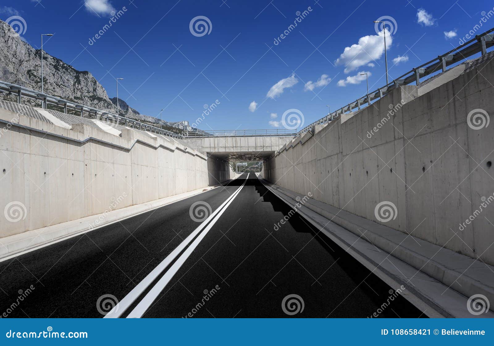 Bridge over a highway. stock image. Image of overpass - 108658421