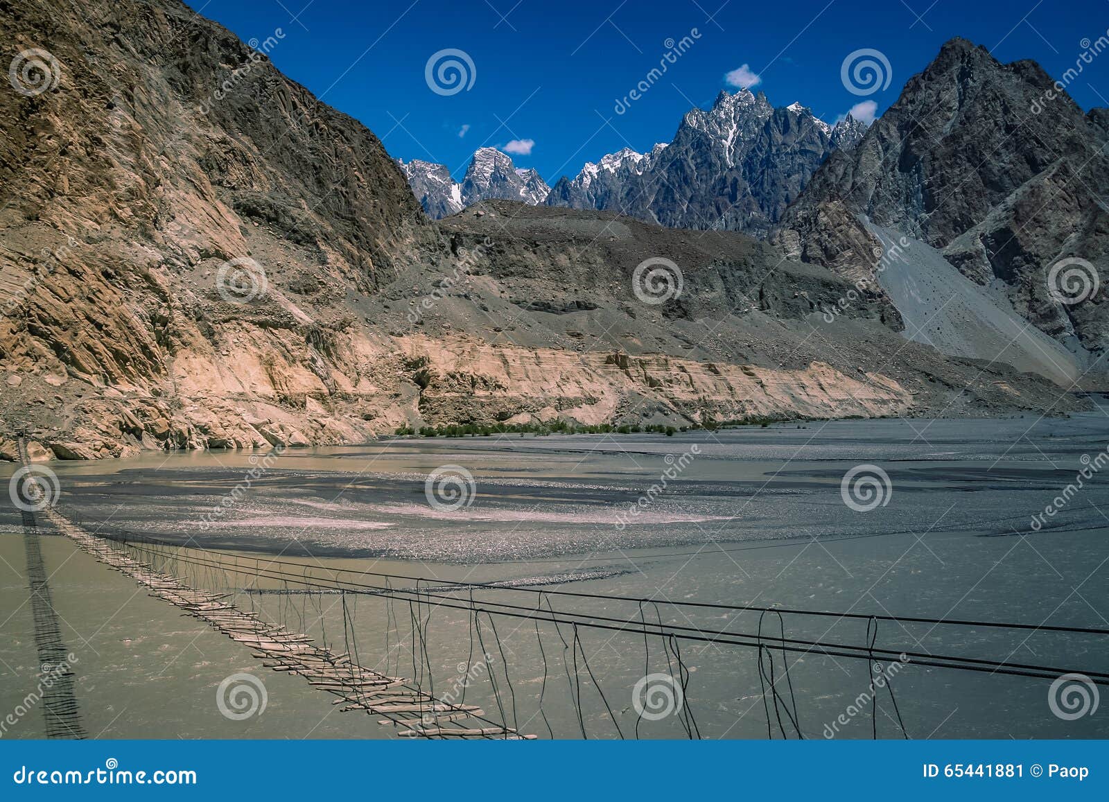 Bridge Over Hunza stock image. Image of pakistan, dangerous - 65441881