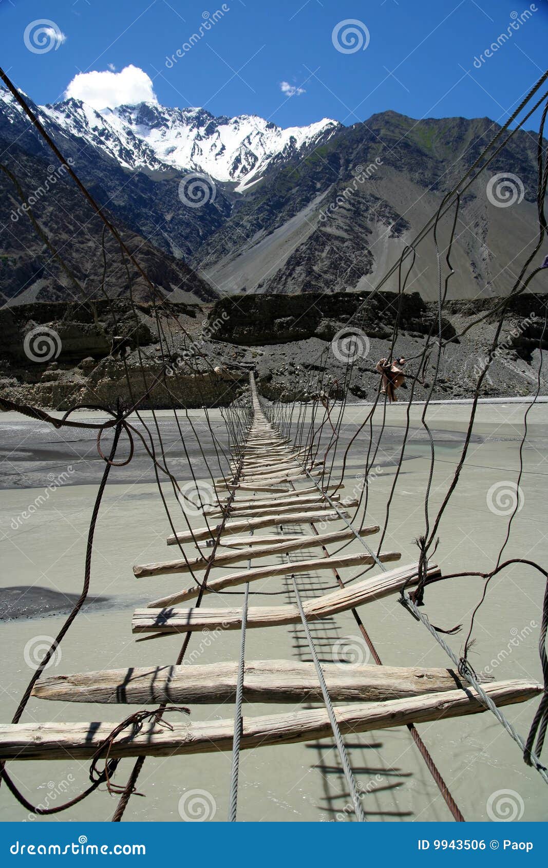 Bridge Over Hunza River stock photo. Image of danger, east - 9943506