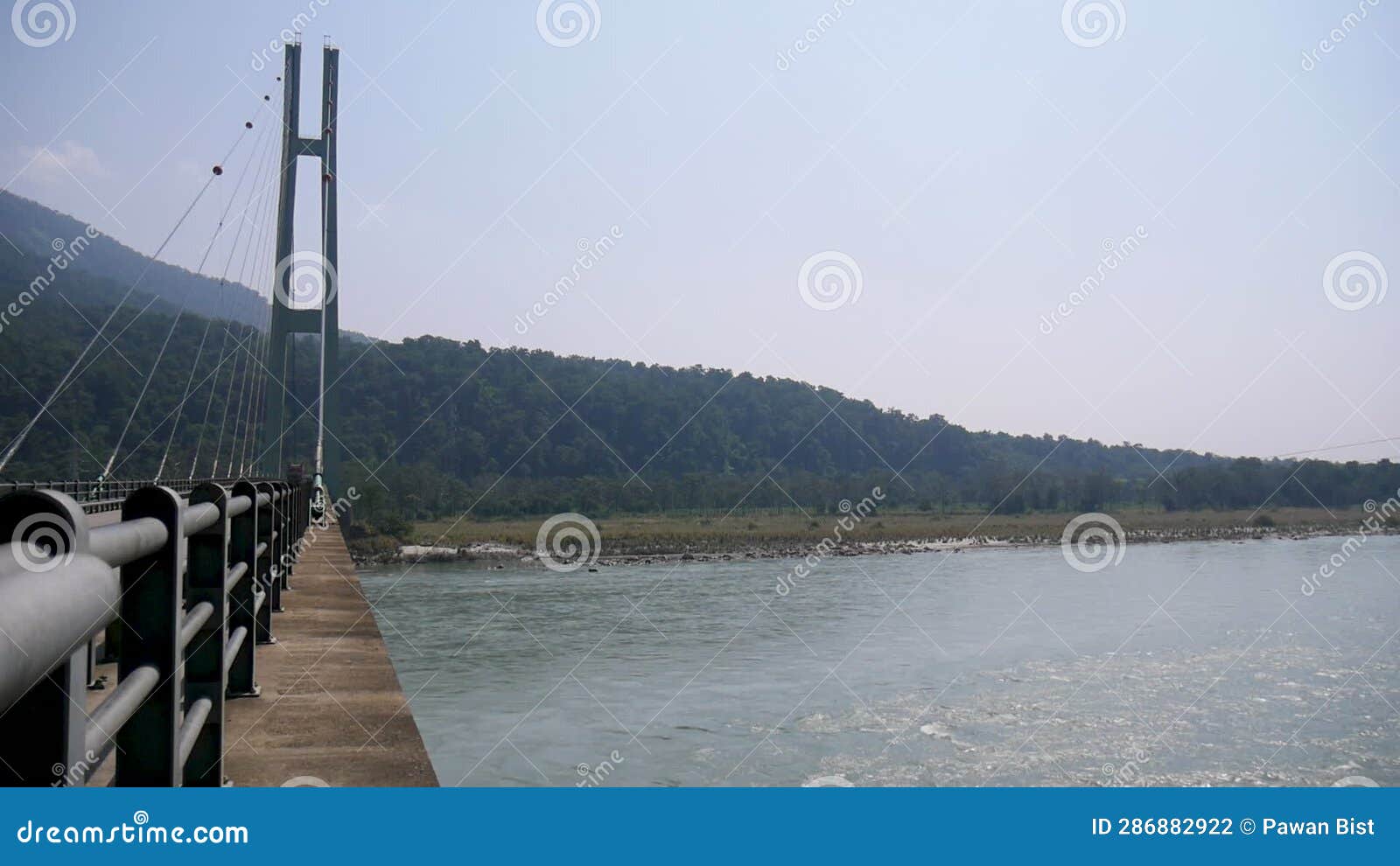 Bridge over Karnali river stock footage. Video of sunny - 286882922