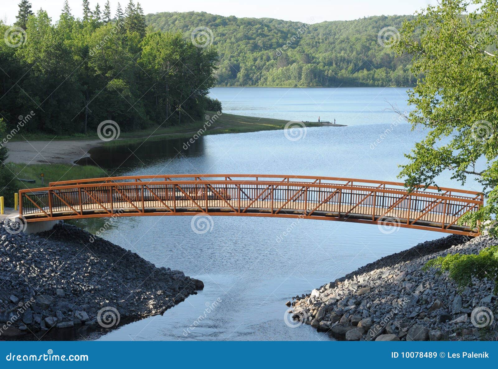Bridge over a lake stock image. Image of hill, arowhead - 10078489