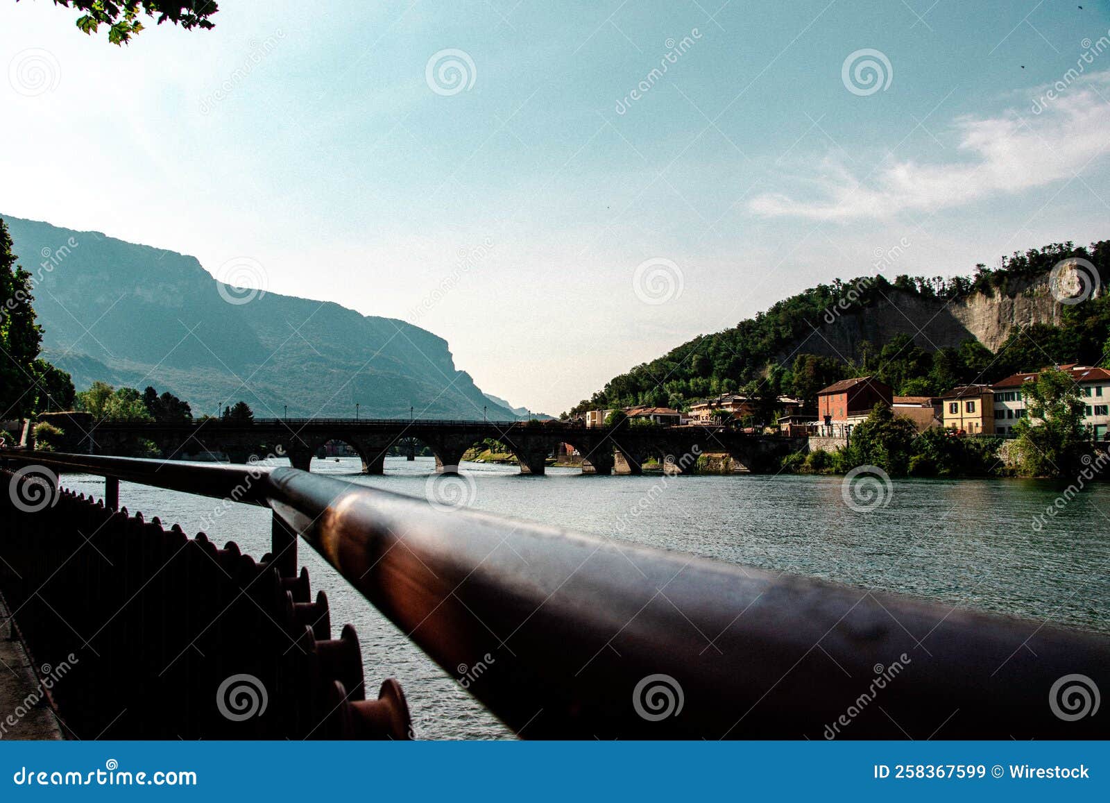 Bridge Over the Lake Como, Italy Stock Image - Image of nature, hill ...