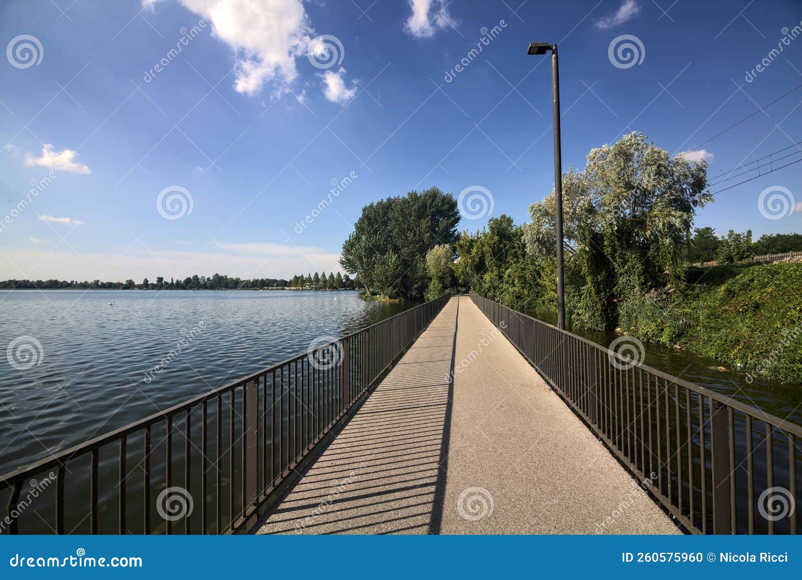 Bridge Over a Lake on a Sunny Day Stock Photo - Image of holiday ...