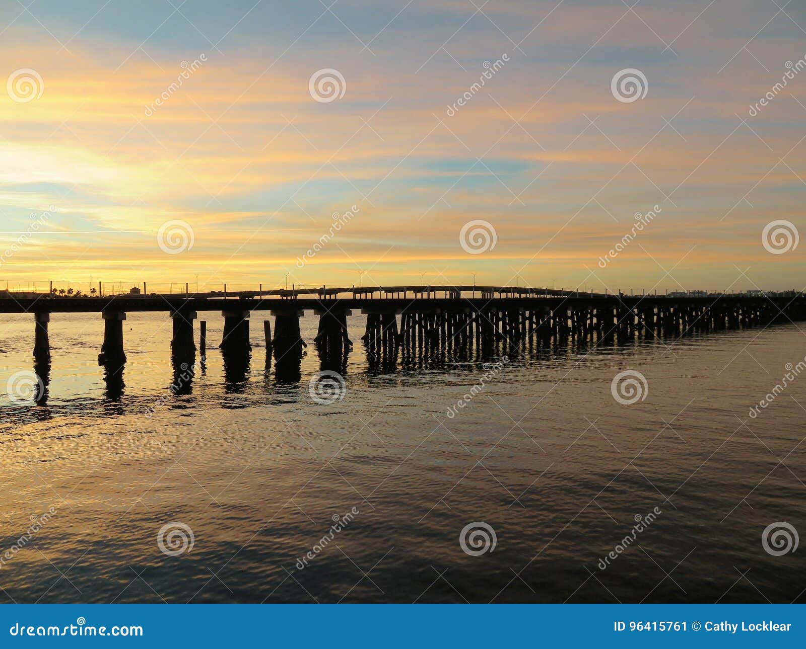 Bridge Over the Manatee River at Sunset Stock Image - Image of seascape ...