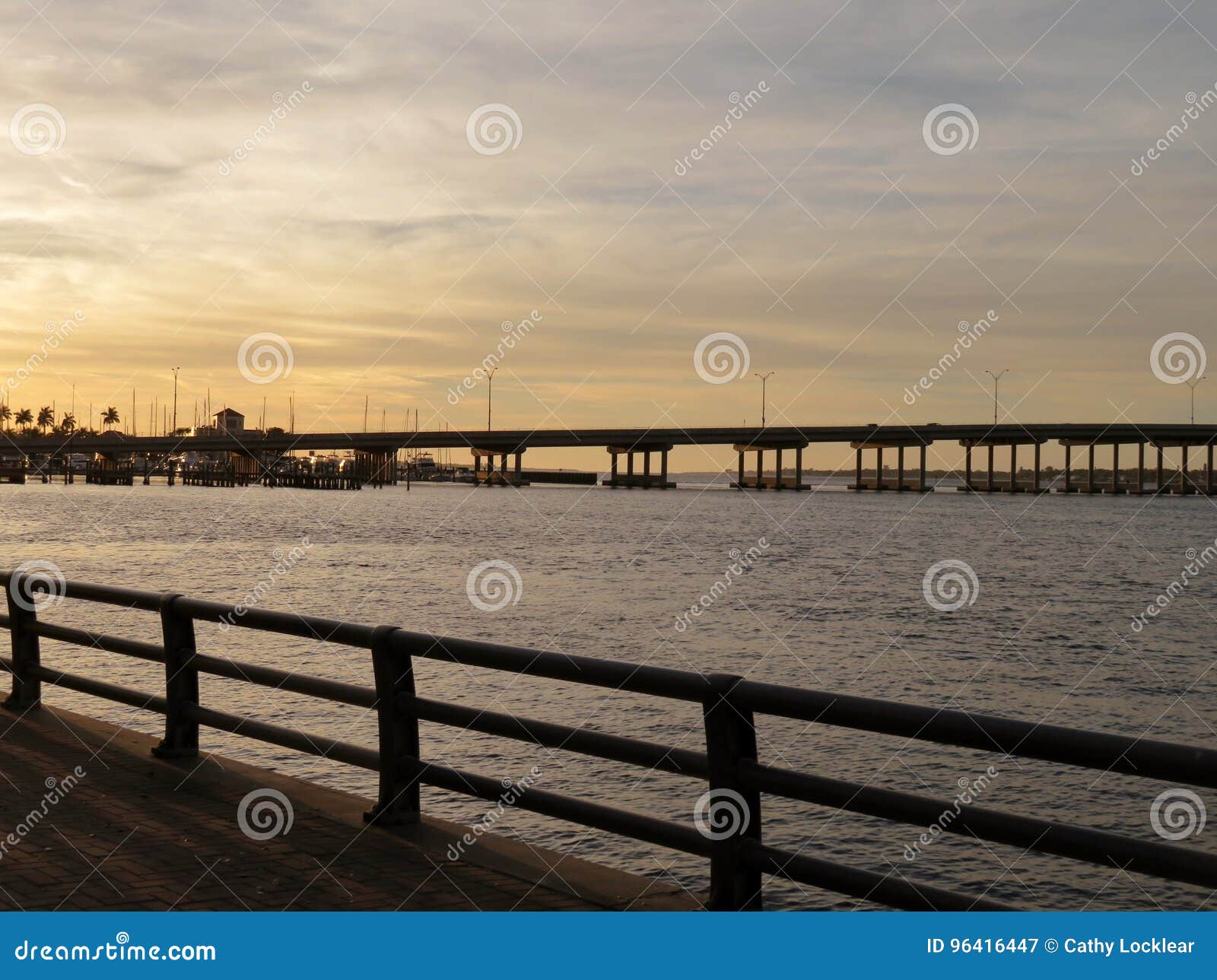 Bridge Over the Manatee River at Sunset Stock Image - Image of ...