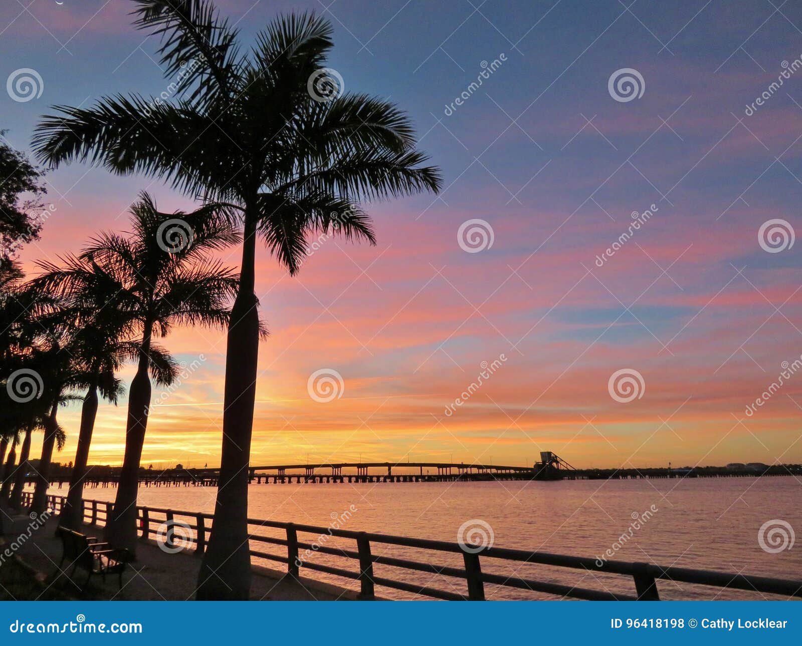 Bridge Over the Manatee River at Sunset Stock Photo - Image of nature ...