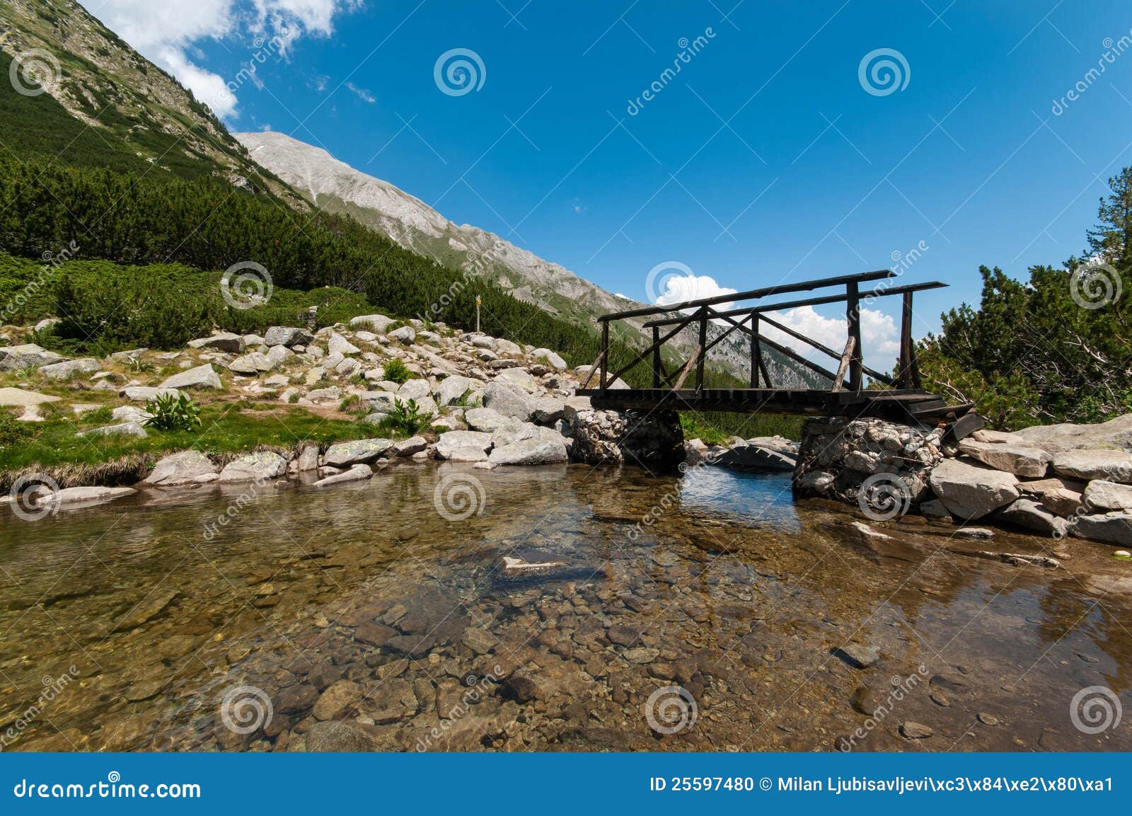 Bridge Over Mountain River stock photo. Image of mountain - 25597480